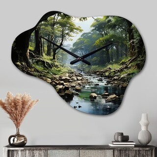 Gentle River Through Country Charm Forest - River Forest Wall Clocks in ...