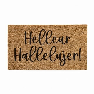28" x 16" Natural Coir Door Mat, Helleur Hallelujer - 28" x 16" - Bed ...