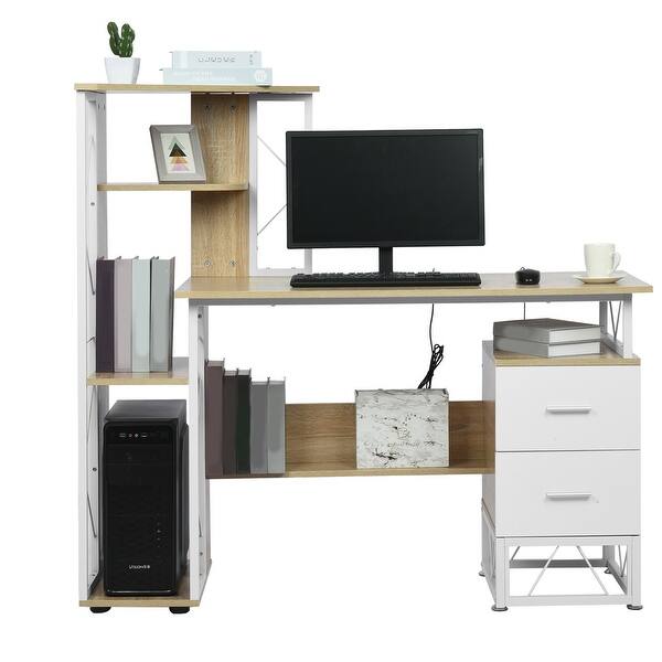 Writing Table Computer Desk With Multiple Racks And Drawers Compact ...