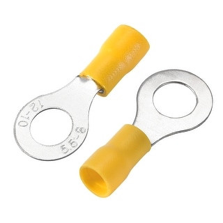 RV5.5-8 Electrical Crimp Terminal Ring-Spade Wire Connector for AWG12-10 100Pcs - Black - Bed ...