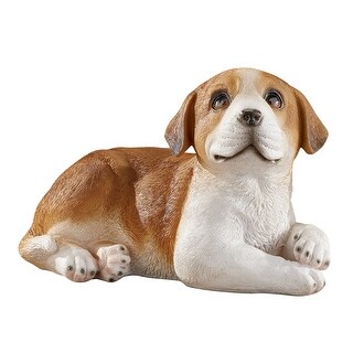 Hand-Painted Realistic Beagle Puppy Outdoor Statue - 9.000 x 7.000 x 6. ...