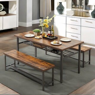 Oversized Particle Board 3 Piece Dining Table and Chair Set for 6 - Bed ...