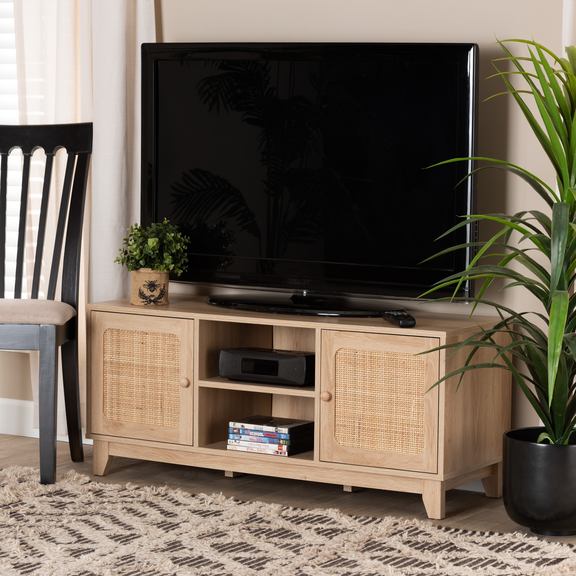 Madison BoHo Coastal Rattan Wicker Woven TV Stand, Fits up to 55" - On ...