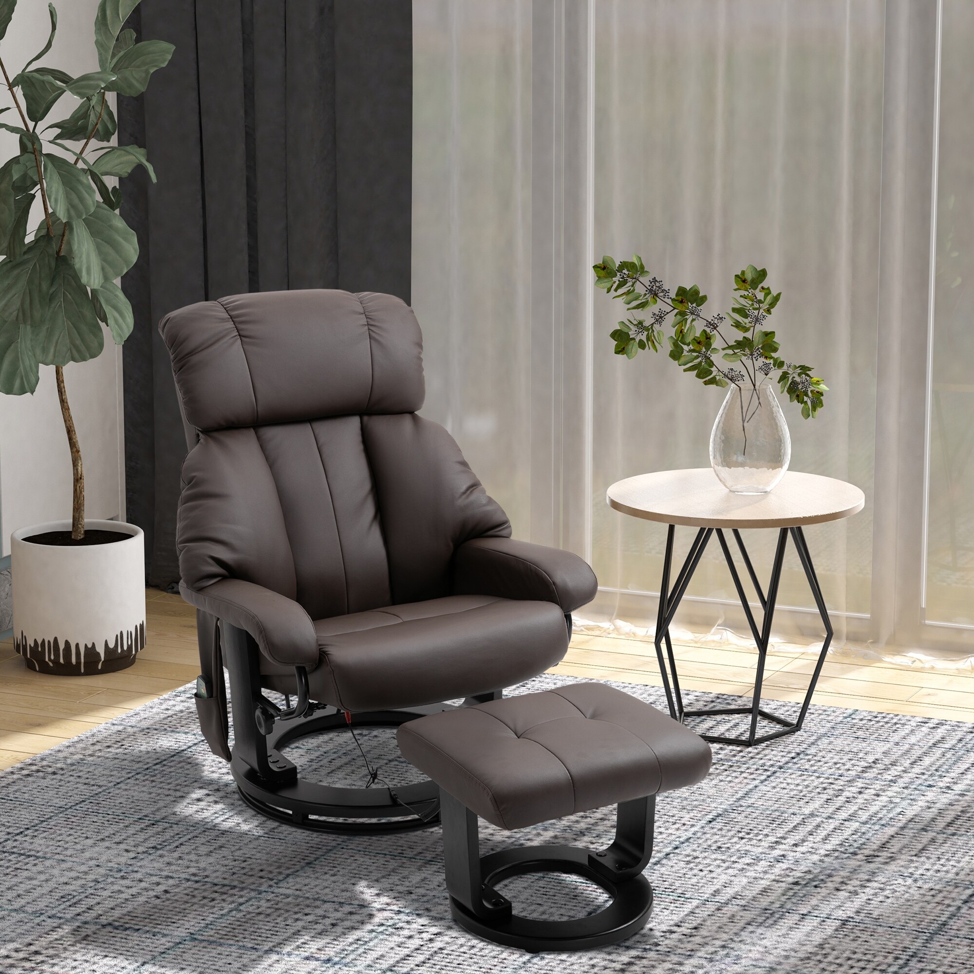 Reclining swivel chair with footstool store
