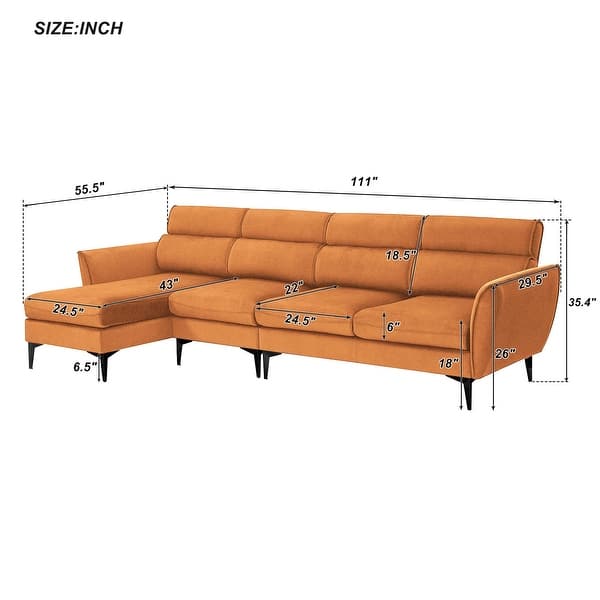 Ergonomic Convertible Flannel Sectional Sofa with Free Combination ...