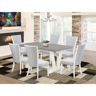 East West Furniture 7 Piece Dining Table Set- a Wooden Table and 6 ...