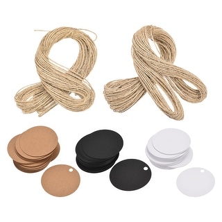 Round Paper Tags with Twine Rope khaki,white,black 40mm Length 65.6 ...