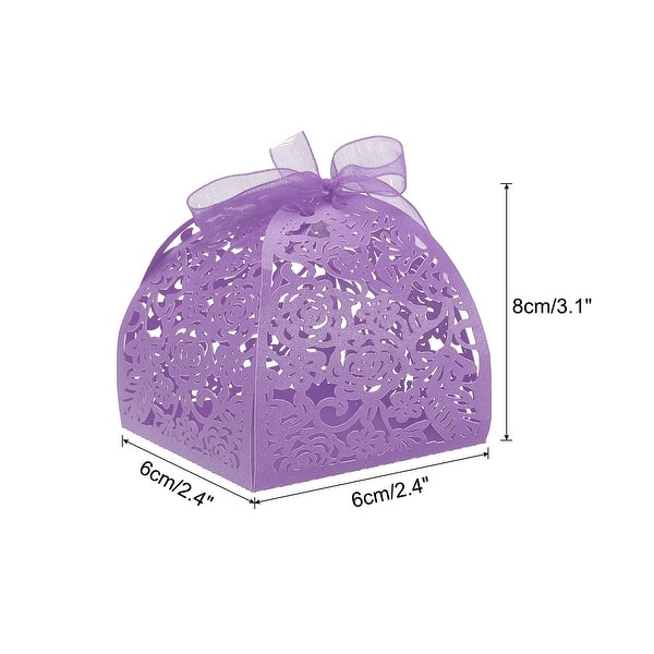 25Pcs Paper Hollow Laser Cut Wedding Favor Candy Boxes with Ribbon ...