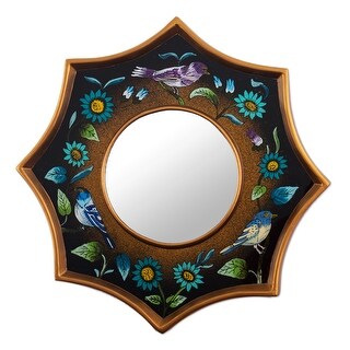 Novica Handmade Birds Of Peru In Black Reverse-Painted Glass Wall ...