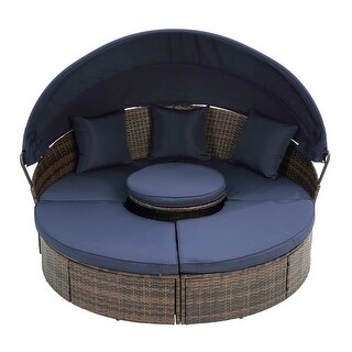 Hot Sale Deep Seat Outdoor Canopy Daybed with Lift Table, Navy Blue ...