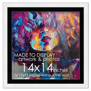 14x14 Frame White Matted for 14x14 Picture or 17x17 Art Poster Without ...