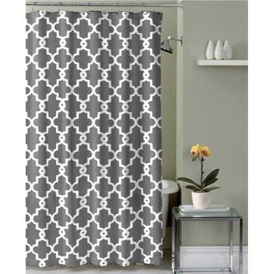 Geometric Patterned Shower Curtain, Grey - Overstock - 23033921