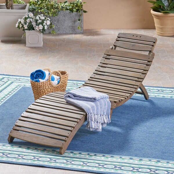 Wood Foldable Chaise Lounge Grey