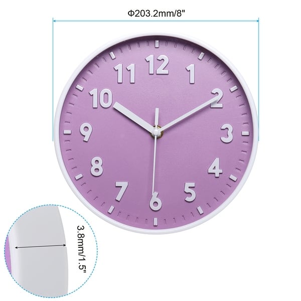 8 Inch Wall Clock, 3D Number Quartz Silent Round Wall Clocks - Bed Bath ...