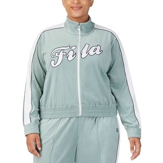 Fila Women's Valery Logo Zip Front Velour Jacket Green Size 1X - Bed ...