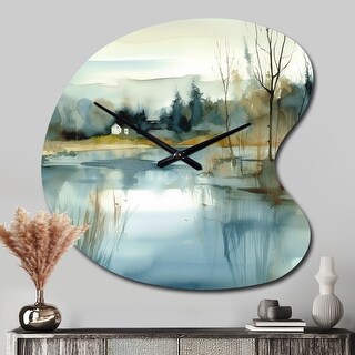 Designart - Summer Lake Landscape Illustration V - Lake Wall Clocks in ...