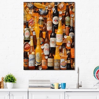 Designart "Beer Bottles Collage IV" Beer Wall Art - Bed Bath & Beyond ...