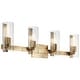 Jemsa 32 in. 4-Light Bathroom Vanity Light with Clear Fluted Glass ...