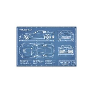 Corvette (C7) Stingray Blueprint Print On Acrylic Glass by Action ...