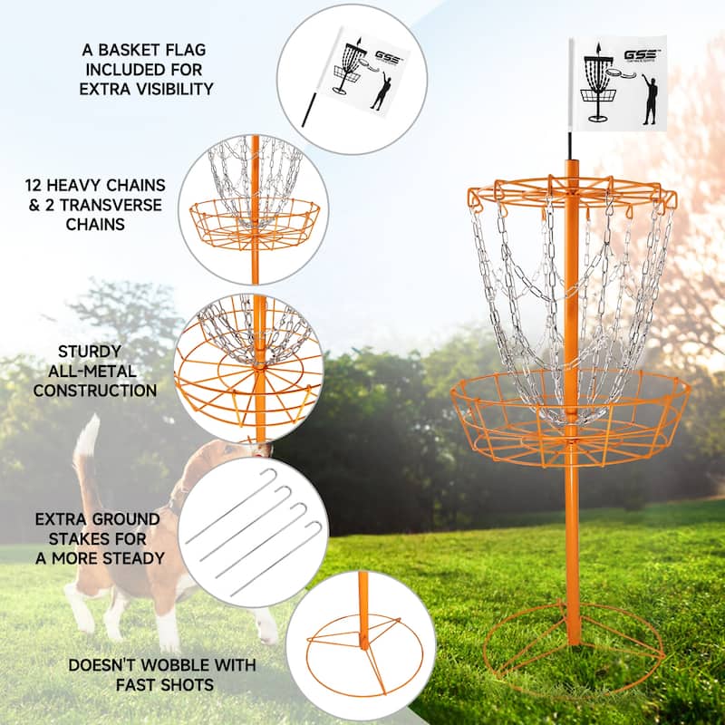 GSE™ Portable 12-Chain Disc Golf Targets Basket, Disc Golf Practice ...