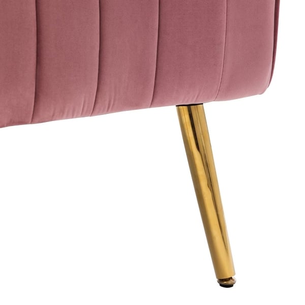 Velvet Comfy Accent Chair Cozy Arm Chair with Wingback and Gold Metal ...