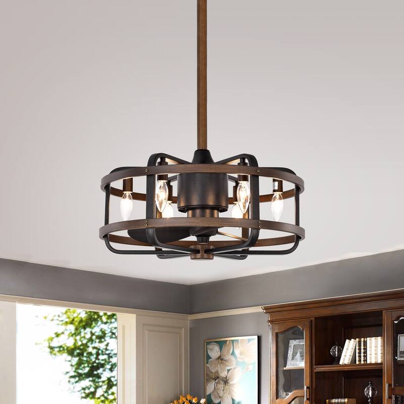 Carbon Loft Youngberg 3-blade Ceiling Fan with Caged Metal and Wood ...