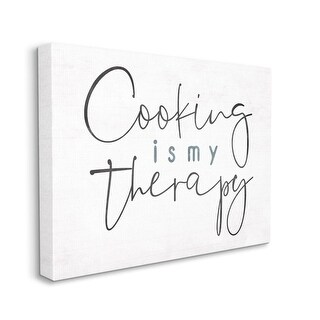 Stupell Cooking Is My Therapy Phrase Blue Black White Canvas Wall Art ...