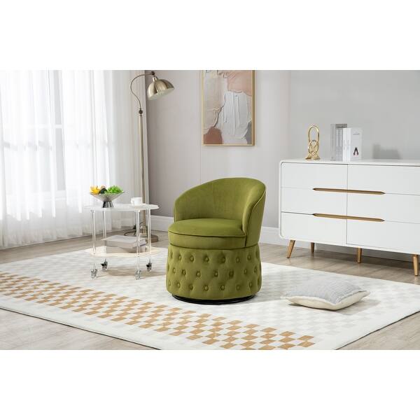 Livingroom Round Arm Chair with Wide Upholstered Swivel Cuddle Barrel ...