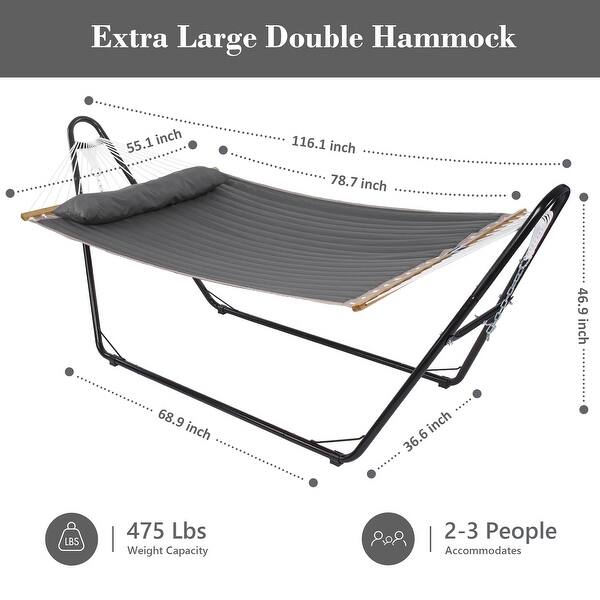 Extra Large Double Hammock with 10 ft Stand Included, 475 lbs Capacity ...
