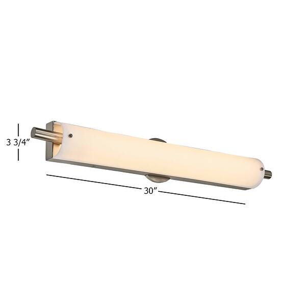 30 inch LED Vanity Light with white acrylic shade - Brushed Nickel ...