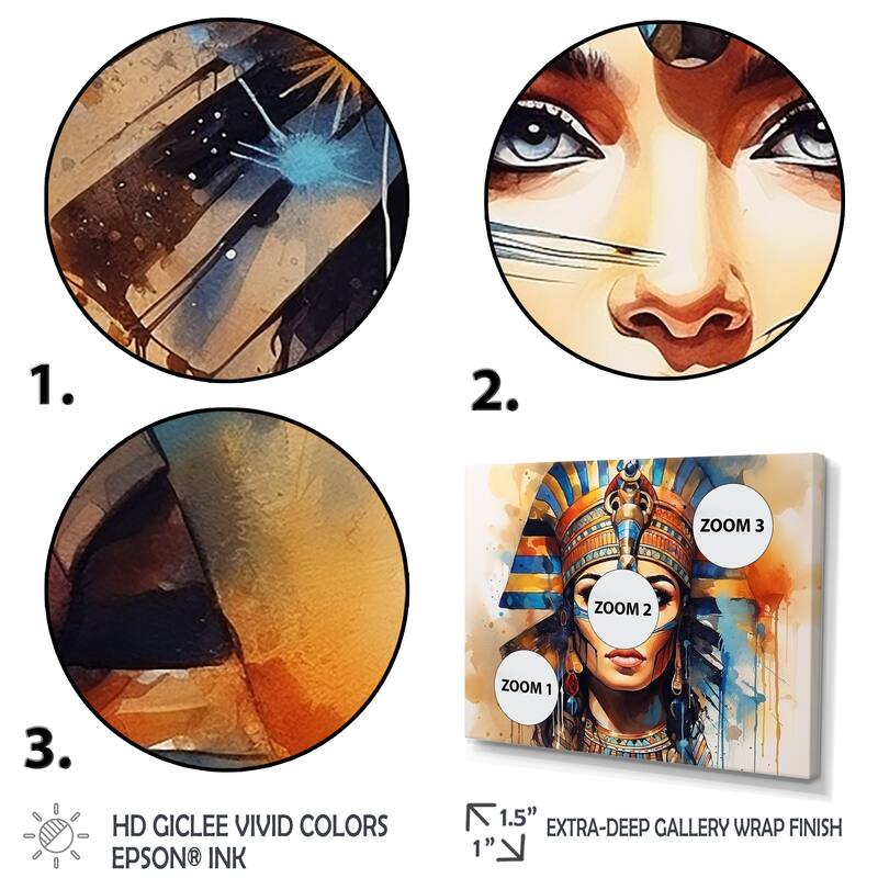 Designart "Gold And Blue Pharaoh Egyptian Woman Beauty IV" Egypt Gold ...