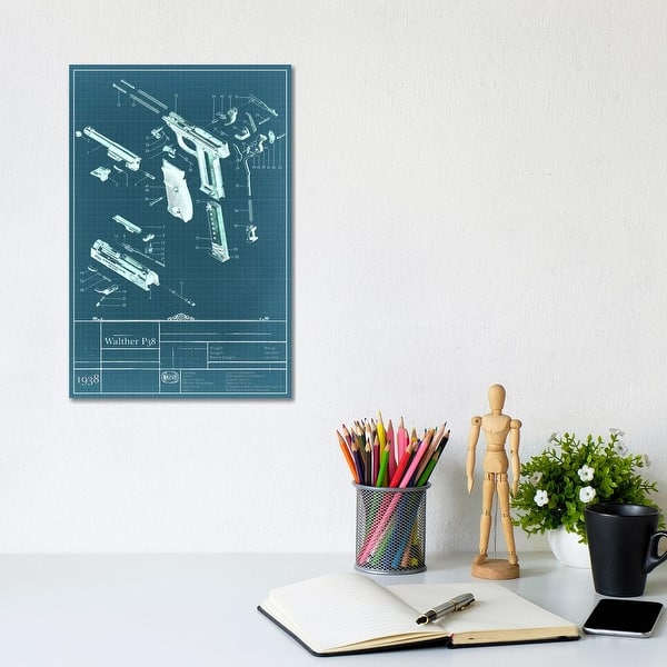 iCanvas "Walther P38 Blueprint Diagram" by Unknown Artist Canvas Print ...