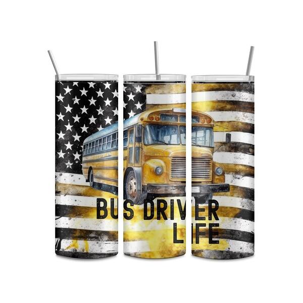 Bus Driver Life School Appreciation 20 Oz Skinny Metal Tumbler w/Lid ...
