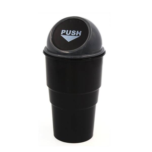 Black Plastic Push Lid Removable Garbage Trash Can for Home Office ...