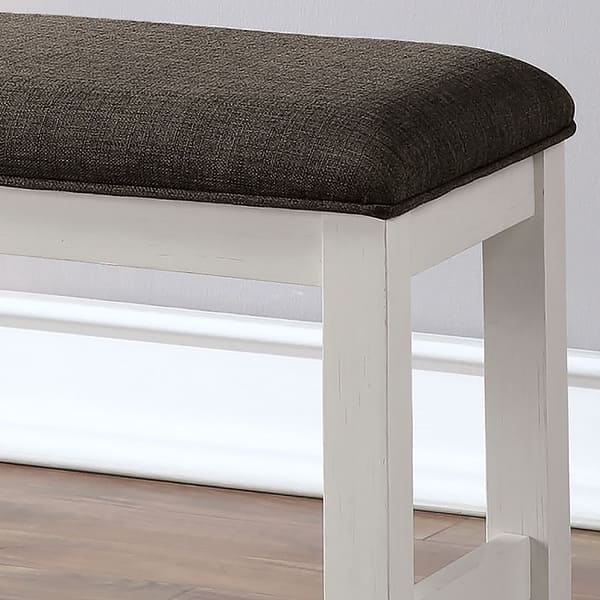 Hanto Farmhouse Off-White Wood Counter Bench by Furniture of America ...