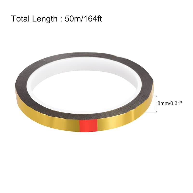 Gold Tone Metalized Mylar Tape 8mm x 50m/164ft Decor Tape for Graphic ...