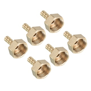Hose Barb Fitting Straight 8mm Barbed G1/2 Female Thread, 6 Pack Brass ...