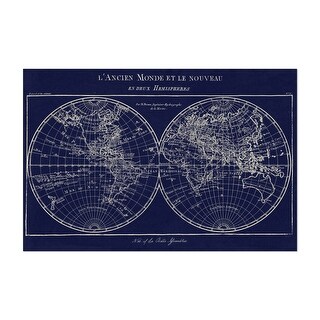 Map of the World Indigo illustrations Maps Art Print/Poster - Bed Bath ...
