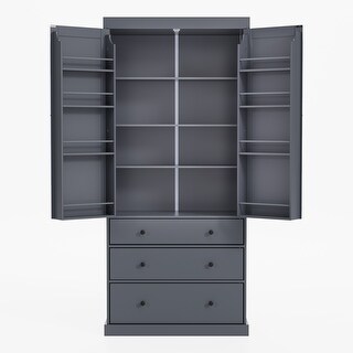 77'' Storage Cabinet Cupboard with 3 Shelves,8 Door,3 Drawers - Bed ...