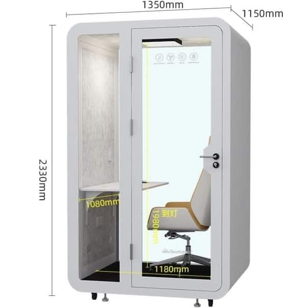 Solo Office Sound Booth Pod Audio Privacy, Mobile Roller with Desk, LED ...