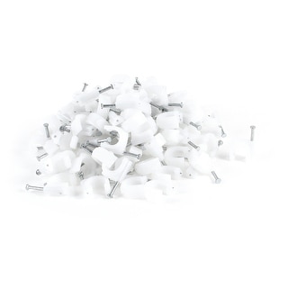 200 Pcs 10mm Diameter Electric Cable White Plastic Circle Nail Clips ...