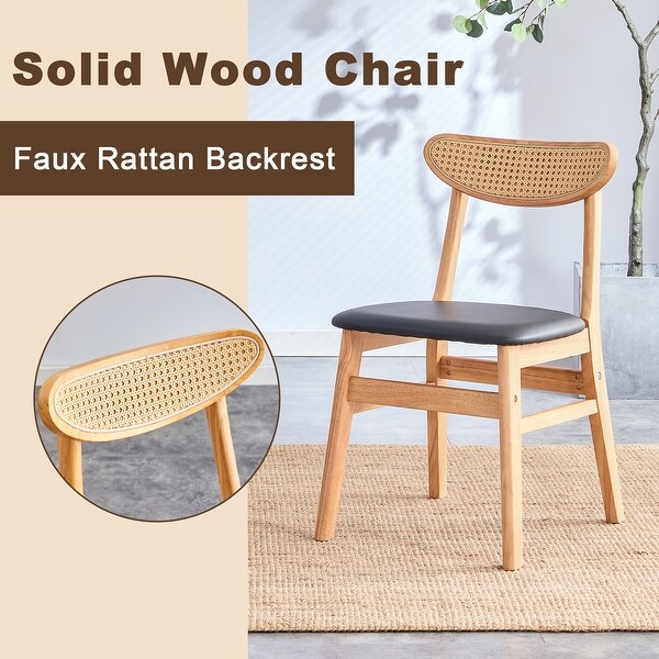 Solid Wood Dining Chair Small Curved Back PU Cushion Wood