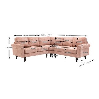 90*90" L-shape Sectional Sofa Corner Sofa Lounge Couch Sofa - Bed Bath ...