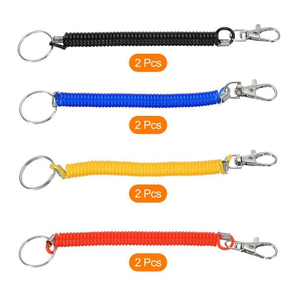 6.7" Spiral Retractable Spring Coil Keychain, 8 Pack Cord Key Ring ...
