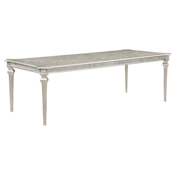 Nive 78- 96 Inch Dining Table with Extension Leaf, Faux Diamond Inlay ...