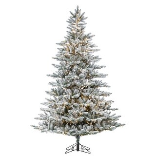 7.5 Foot High Flocked Pre Lit Natural Cut Redwood Pine Tree - N/A - Bed ...