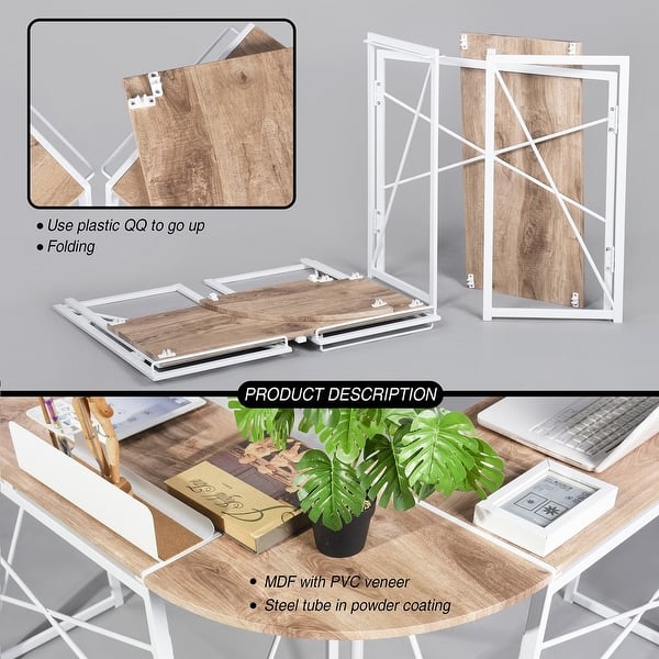 Rustic Folding Corner Writing Computer Desk Study Table L-Shaped Desk ...