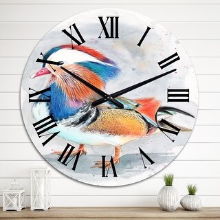 Designart 'Colorful Mandarin Duck' Traditional wall clock - Bed Bath ...