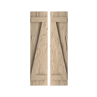 Rustic Two Board Joined Board-n-Batten Faux Wood Shutters w/Z-Board ...
