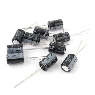 10 Pcs 25V 470uF 105C Radial Lead Electrolytic Capacitor 8mm x 12mm ...